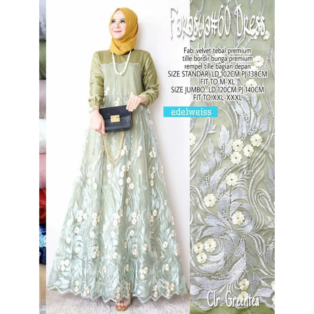 Jual Farasya # 60 Dresss Kondangan Jumbo Muslim Kekinian Busui | Gamis Brukat Tile Mutiara ...