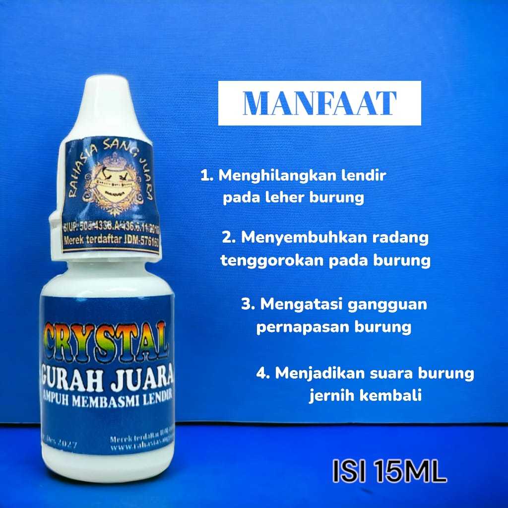 Jual Crystal Obat Gurah Burung Ampuh Basmi Lendir Burung 15ml - Cocok ...