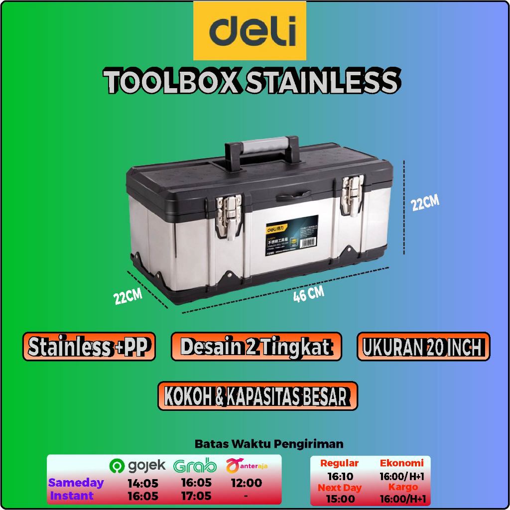 Jual Deli Tool Box 20 inch / Kotak Perkakas Deli Ukuran Besar 20 inch ...
