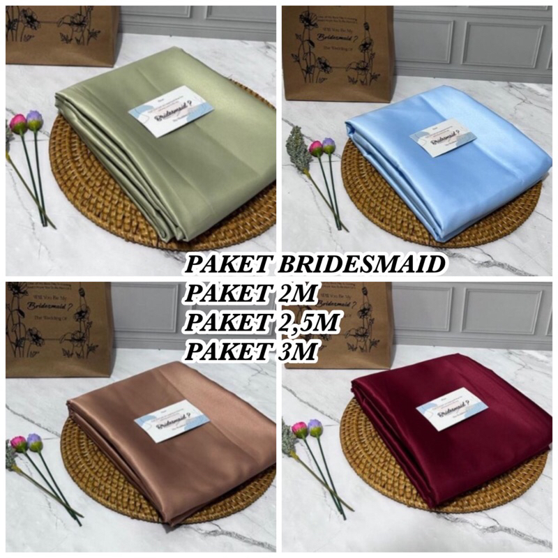 Jual (FREE PAPER BAG&CARD) SET KAIN SATIN BRIDESMAID/BAHAN SERAGAM SET ...