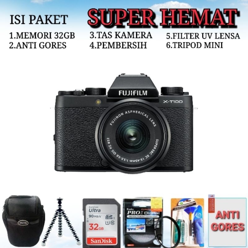 Jual KAMERA FUJIFILM XT100 + LENSA KIT 15-45MM BERGARANSI DAN ORIGINAL ( FUJI X-T100 MIRORLESS ...