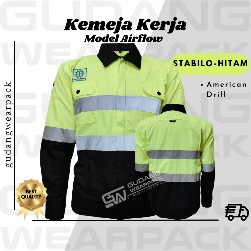 Jual Gudang Wearpack - Baju Kerja Model Airflow Warna Stabilo Kombinasi ...