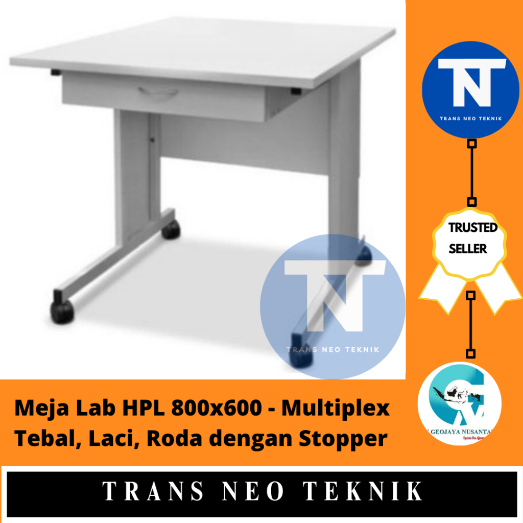 Jual Meja Lab HPL 800x600 - Multiplex Tebal, Laci, Roda dengan Stopper ...