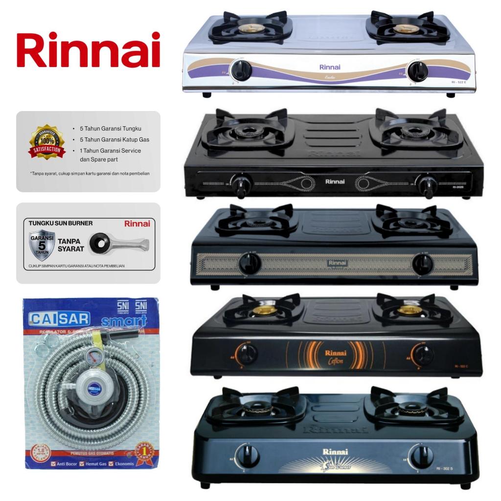 Jual Kompor Gas Rinnai 2 Tungku RI 522C 522S 522E RI 202S RI 302S Free ...