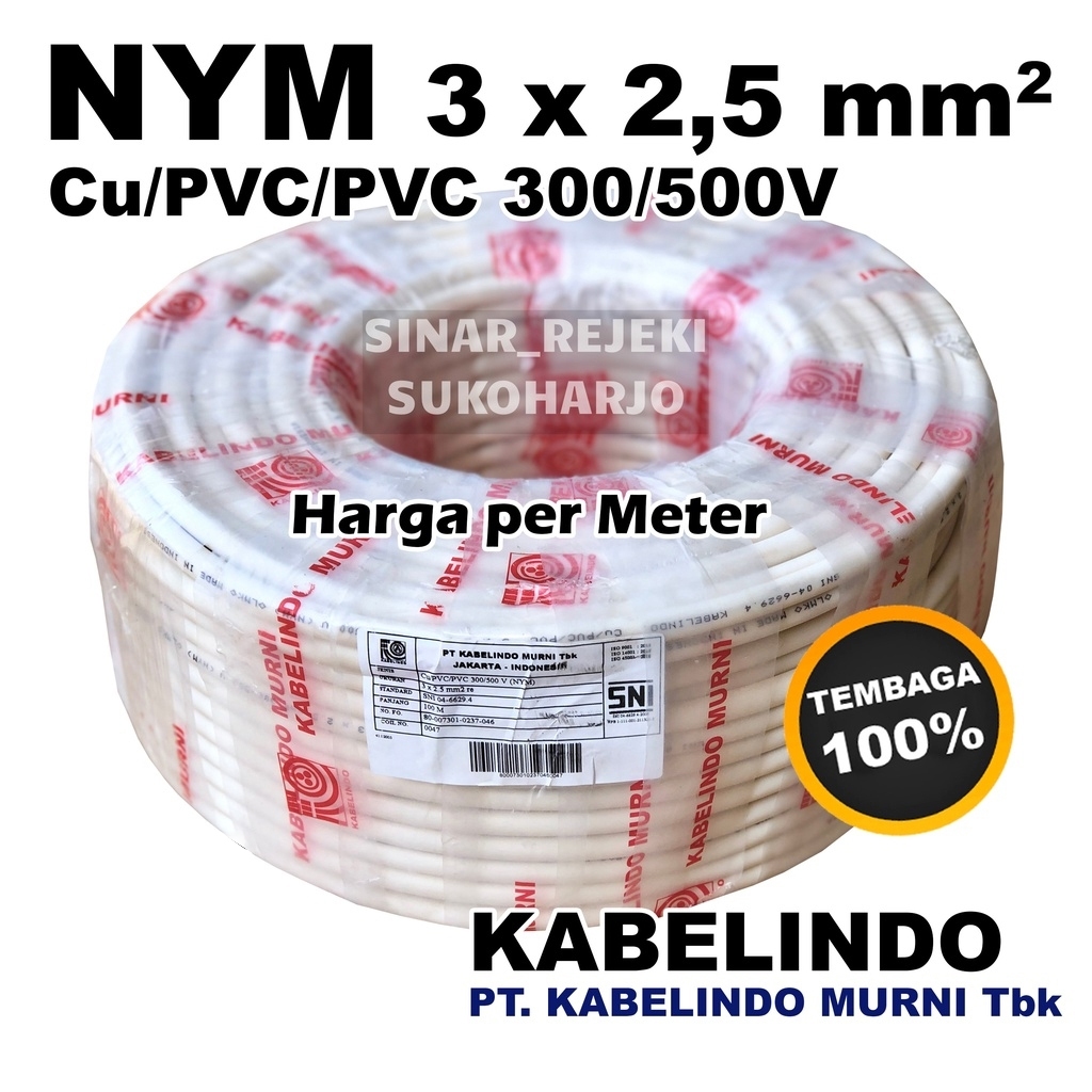 Jual KABEL KABELINDO NYM 3X2.5 MM (METERAN) kawat NYM SNI | Shopee ...