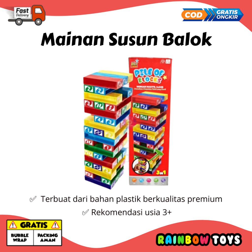 Jual Mainan Edukasi Susun Balok Plastik Pile Block Game Kartu Keluarga ...