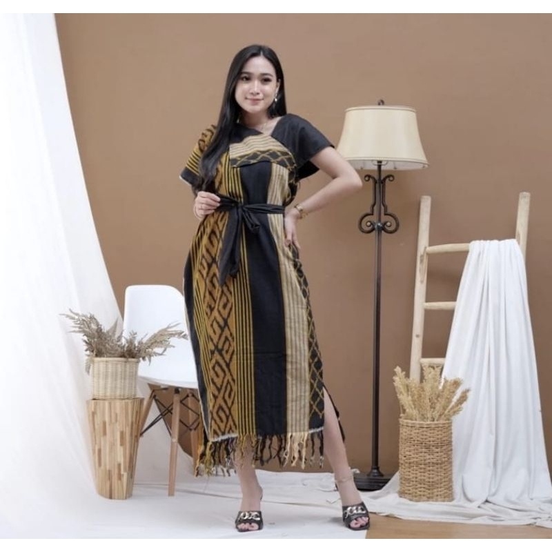 Jual DRESS TENUN BATIK GOLD MOTIF TORAJA LOMBOK BAJU PASANGAN PRIA WANITA SERAGAM KELUARGA PESTA ...