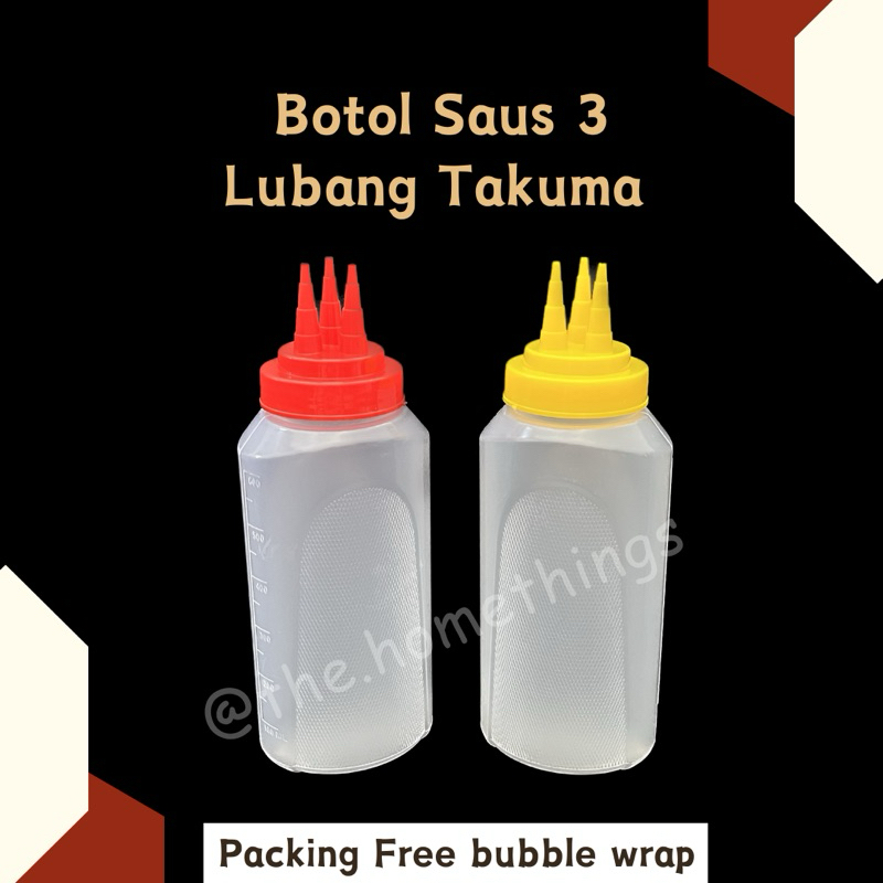 Jual BOTOL SAUS ATAU KECAP 3 LUBANG TAKUMA MAYO 006 KAPASITAS 600ML ...