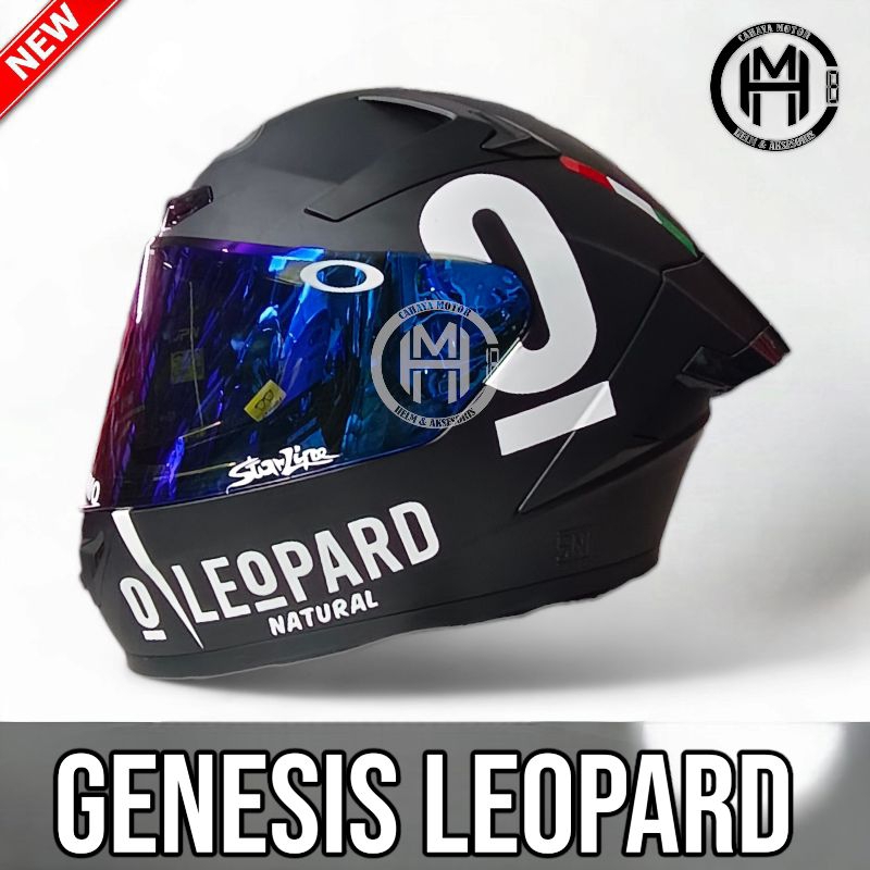 Jual HELM ALV GENESIS BLACK DOP LEOPARD PAKET GANTENG|FULL FACE KACA ...