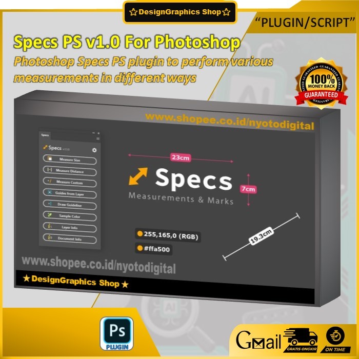Jual Plugin Action Script Specs PS v1.0 For Photoshop plugin untuk melakukan berbagai pengukuran ...