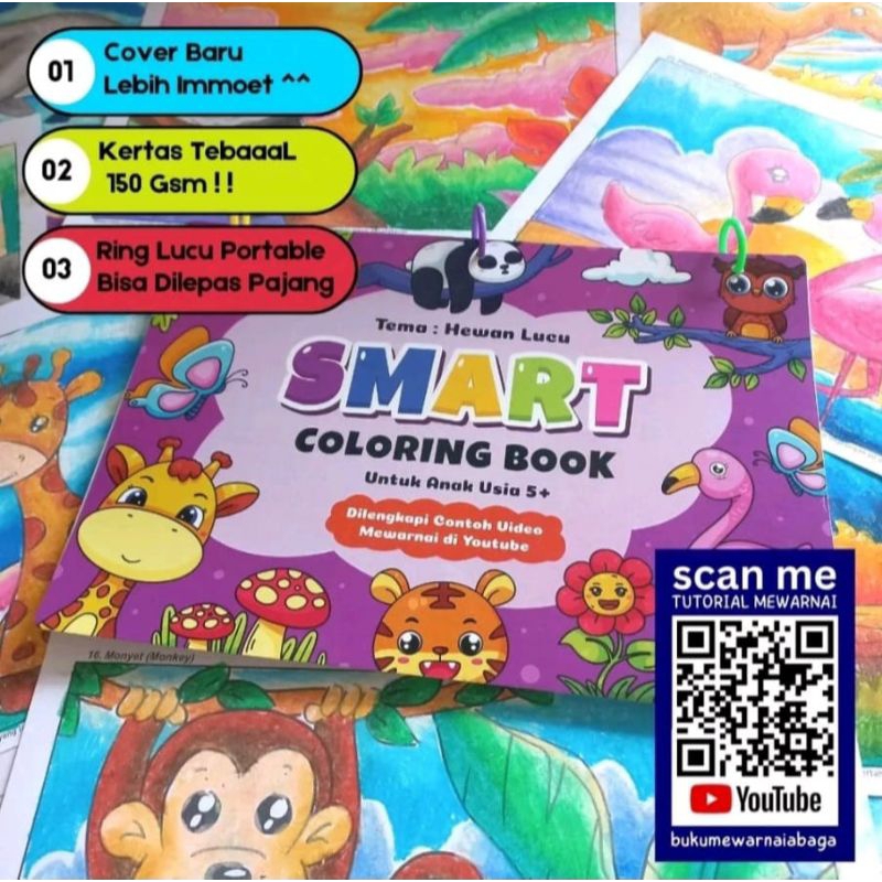 Jual Buku Mewarnai Anak Tema Animal / Buku Mewarnai / Smart Coloring ...