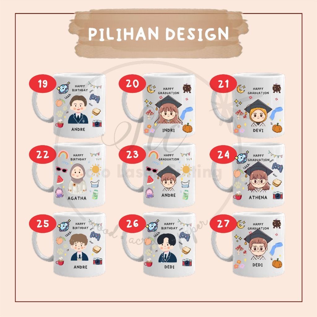 Jual 21-27 KARAKTER MUG GELAS CUSTOM/ MUG KARAKTER/ KADO ULANG TAHUN ...