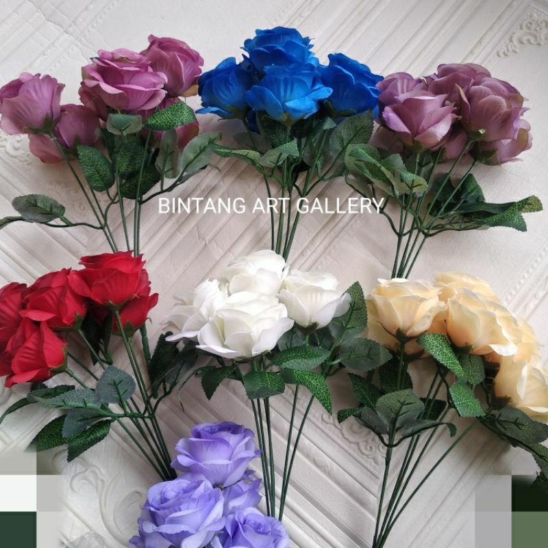Jual BUNGA MAWAR ARTIFICIAL 6-7 CM 1 TANGKAI 6 BUNGA | Shopee Indonesia
