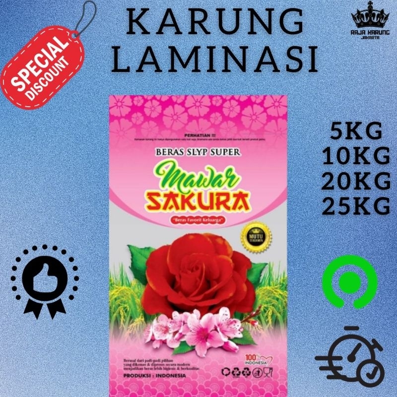 Jual Karung Laminasi Mawar Sakura Beras Super Karung Beras Cetak Gambar ...