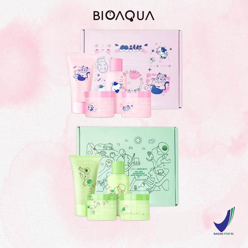 Jual BIOAQUA 4pcs Skincare Paket Niacinamide Glowing & Brightening ...