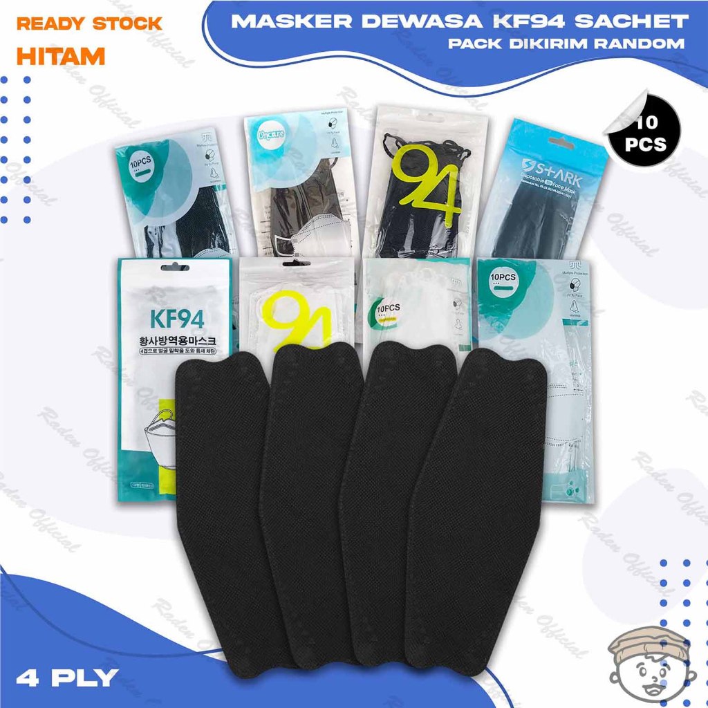 Jual Masker KF94 4Ply Isi 10Pcs Hitam Black Korea KF 94 4 Ply Earloop ...