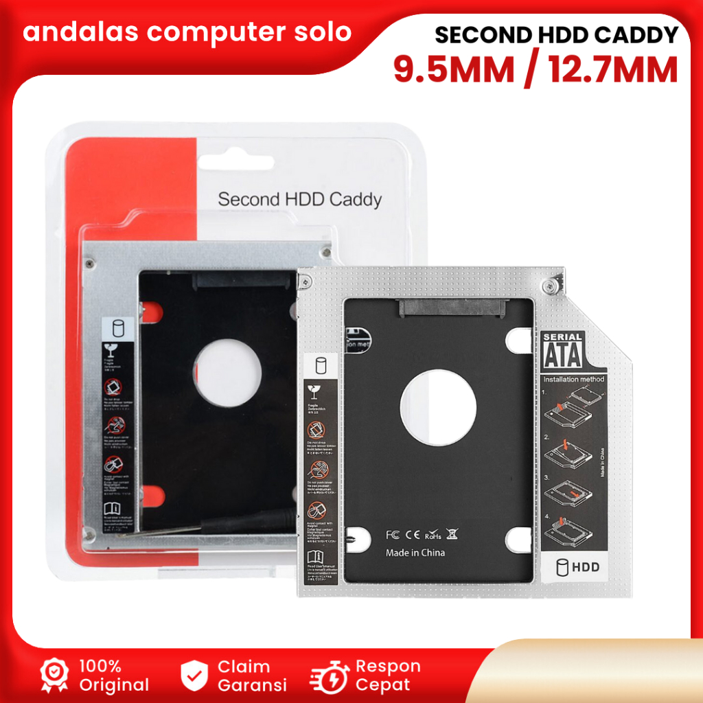 Jual SECOND SSD HDD CADDY SATA to sata Tipis Slim Tebal 9.5mm 12mm SATA ...
