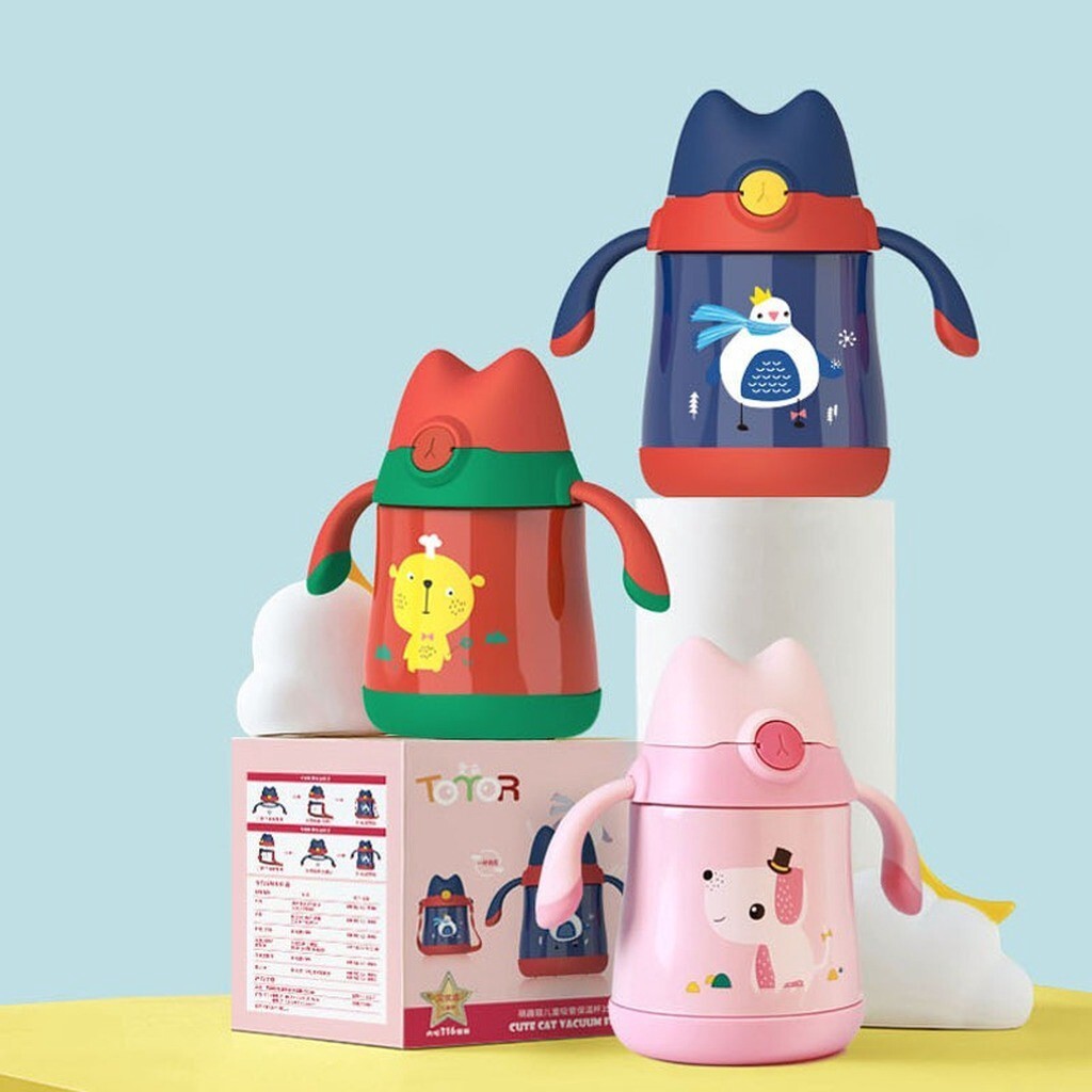 Jual TUMBLER ANAK TAHAN PANAS / CUTE CAT VACUUM FLASK 350ml | Shopee ...