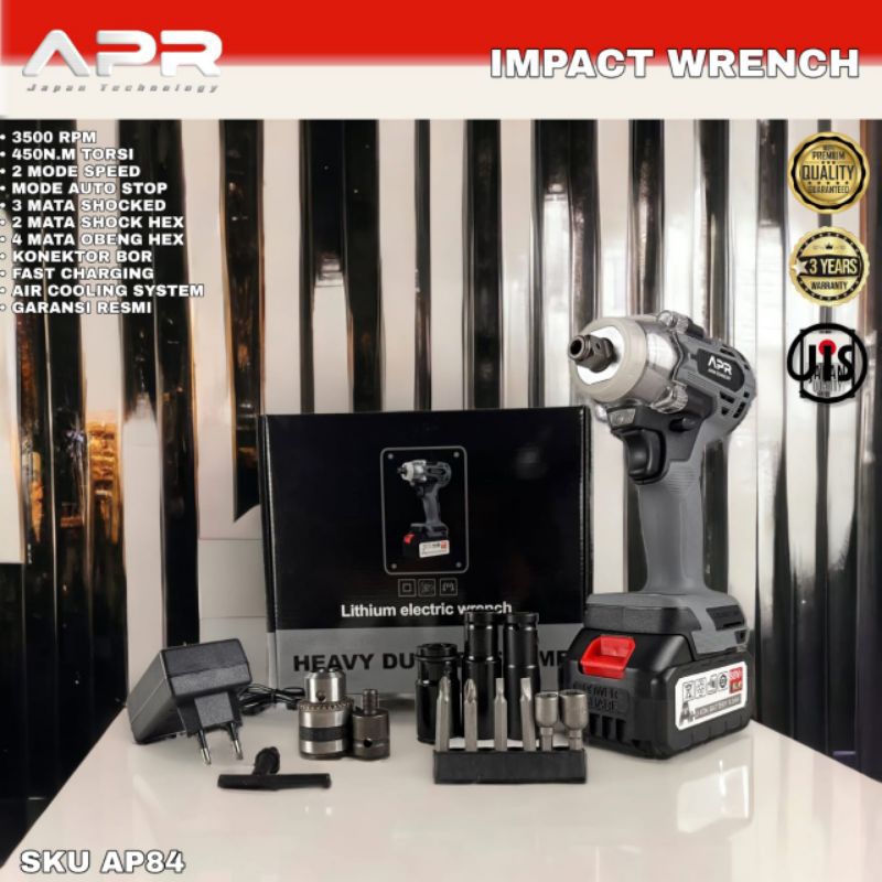 Jual Mesin Pembuka Baut impact Wrench APR JAPAN TECHNOLOGY AP84 450NM 1 ...