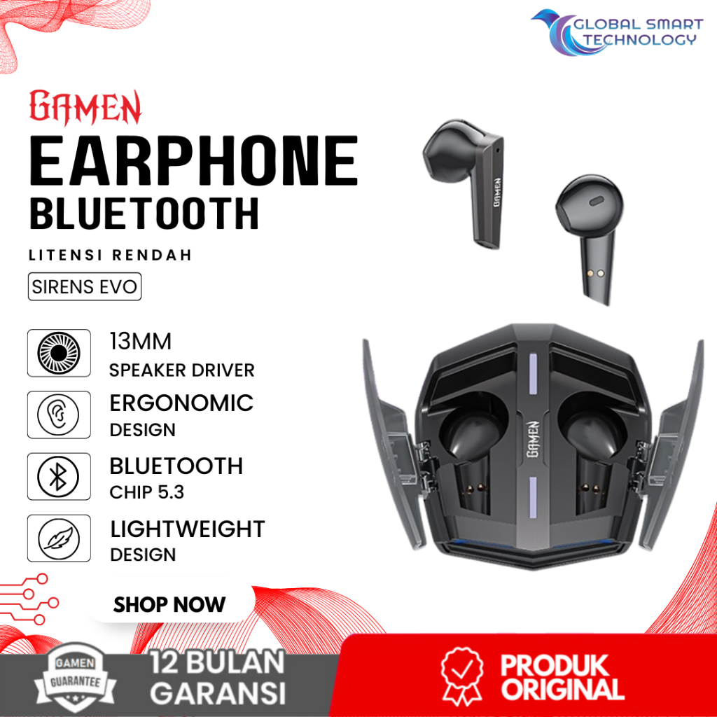 Jual GAMEN Sirens Evo TWS Airbuds Earphone Lightweight Bluetooth 5.3 No ...