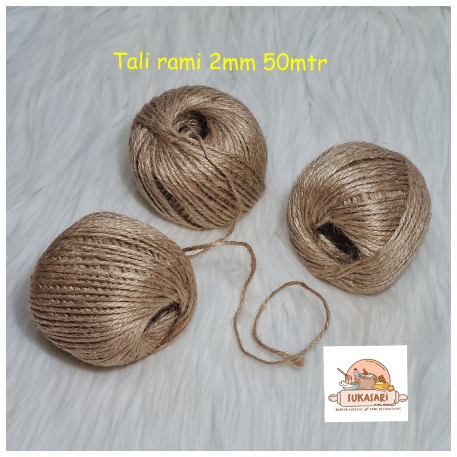 Jual Tali Rami tali goni 2mm 50 meter roll hiasan bungkus ikat box kue | Shopee Indonesia