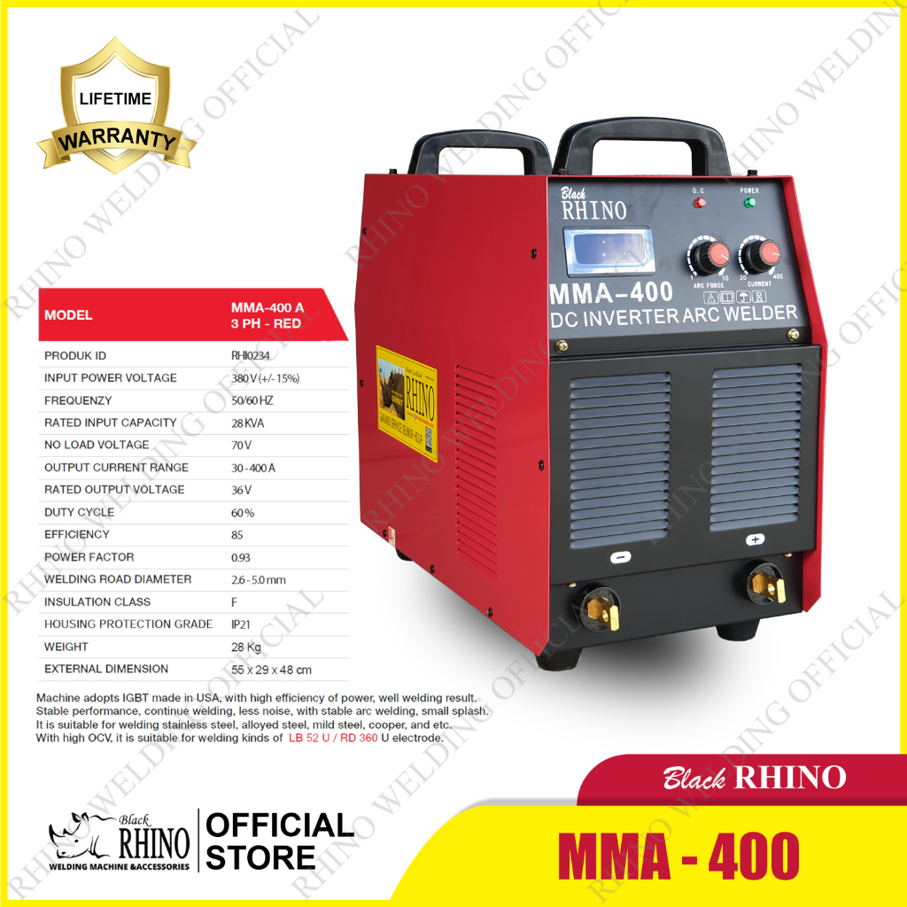 Jual Mesin Las Black RHINO MMA 400 3PH | Shopee Indonesia
