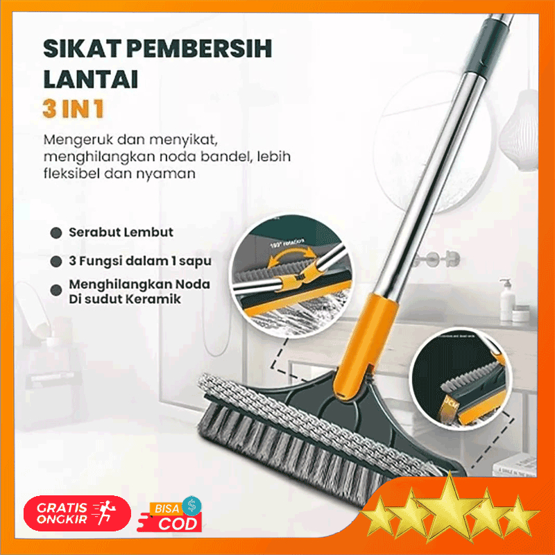 Jual Sikat Kamar Mandi 3in1 Multifungsi Gagang Panjang untuk Lantai, WC ...