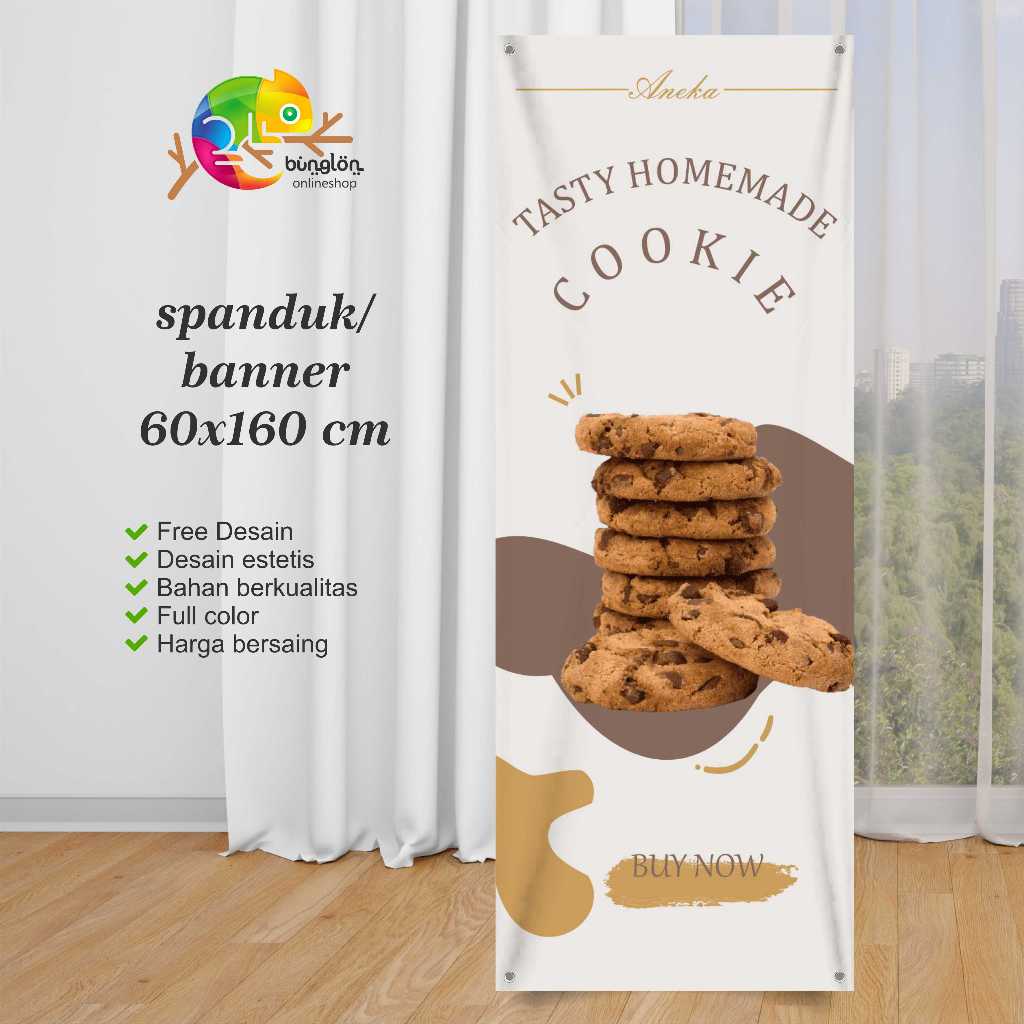 Jual Spanduk Banner 60x160 Cookies Kue Brownis Custom Desain | Shopee ...