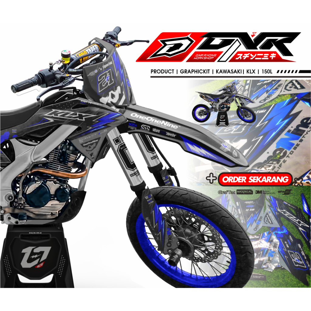 Jual THUNDER BLUE SERIES !!! Custom Decals KLX, DTX , WR, CRF Supermoto ...