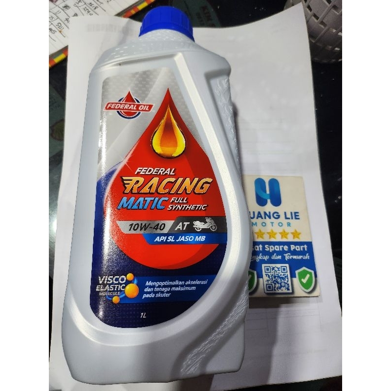 Jual oli federal racing matic 10w-40 1 liter synthetic original ...