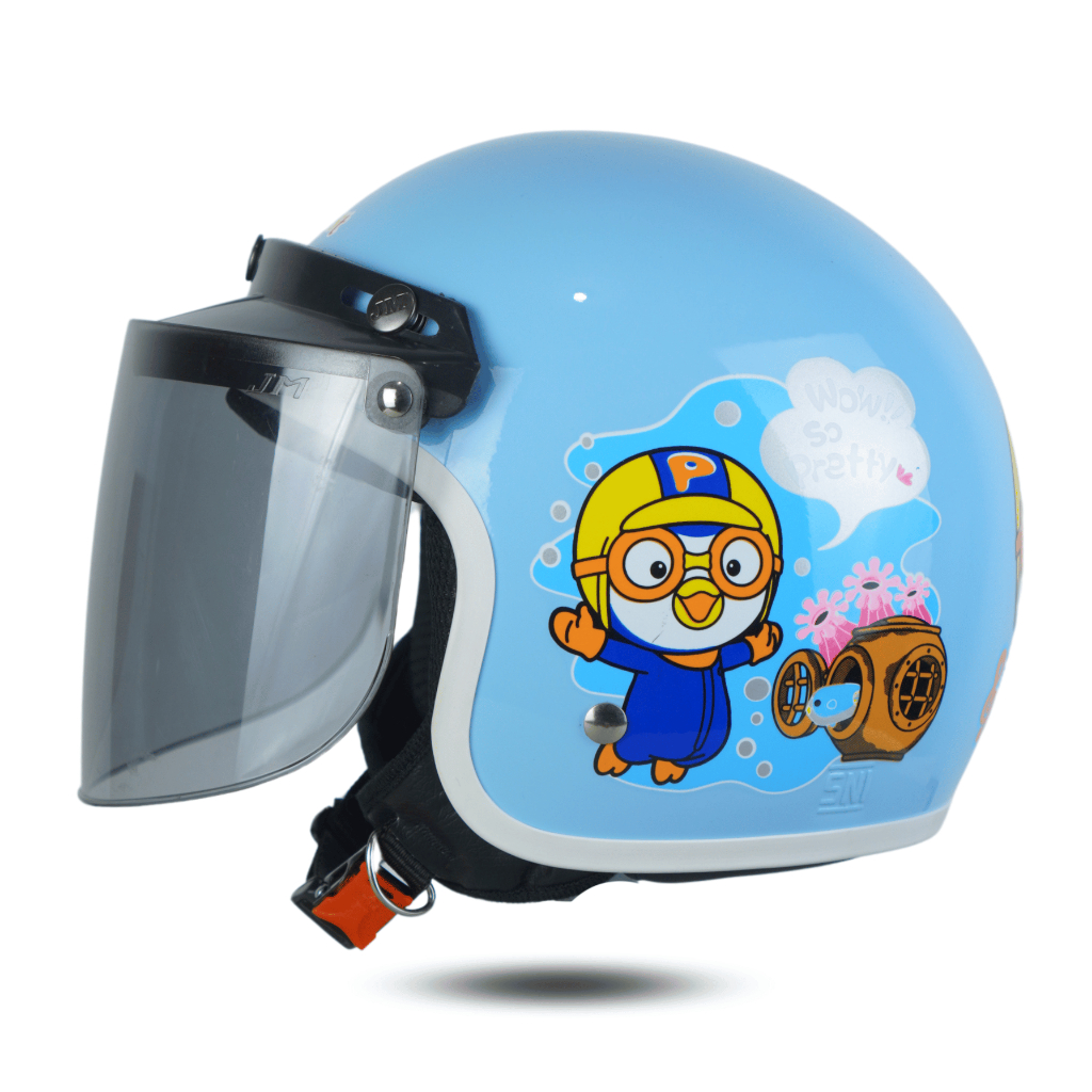 Jual Helm Anak Pororo Biru Lucu Cowok Cewek Polos Motif Cool Kids SNI ...