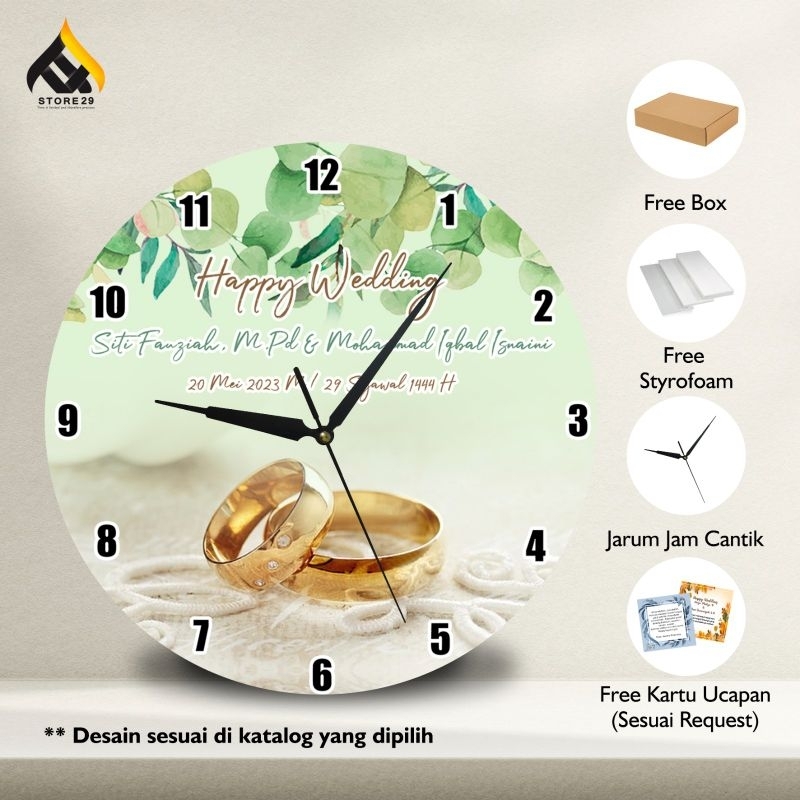 Jual Kado Hadiah Pernikahan Jam Dinding Custom Murah, Kado Wedding ...