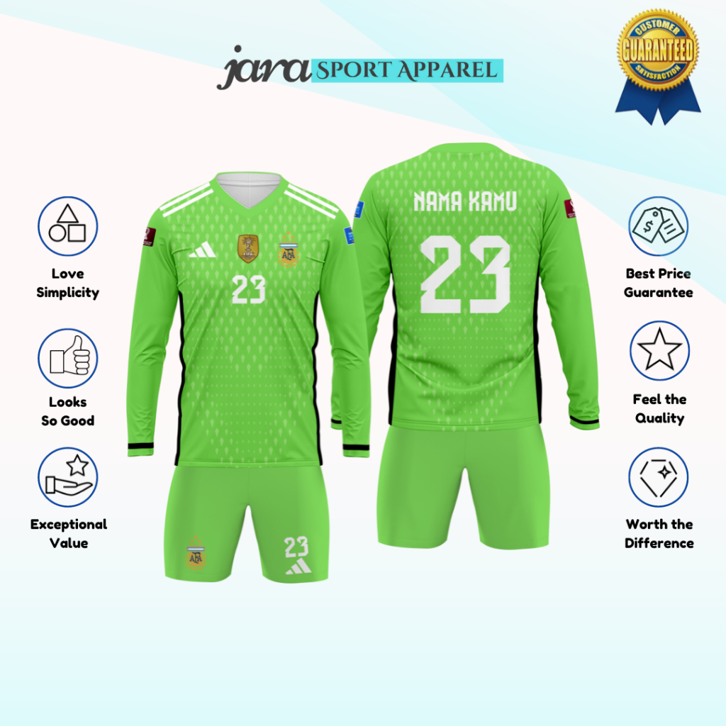 Jual Jersey Kiper Argentina Lengan Panjang World Cup 2022/2023 Custom ...