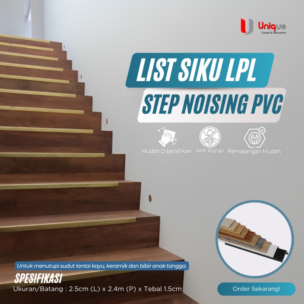 Jual List Siku L Aksesoris Lantai PVC / List Siku Bibir Tangga / Step ...
