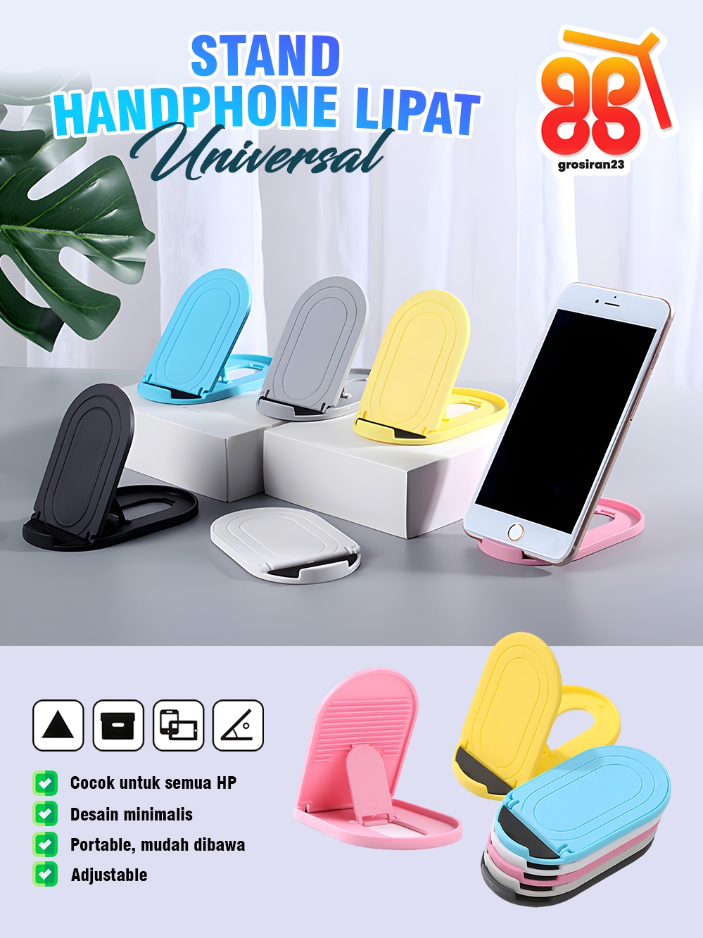 Jual Stand Hp Penyangga Handphone Lipat / Stand Tablet / Holder Hp Meja ...