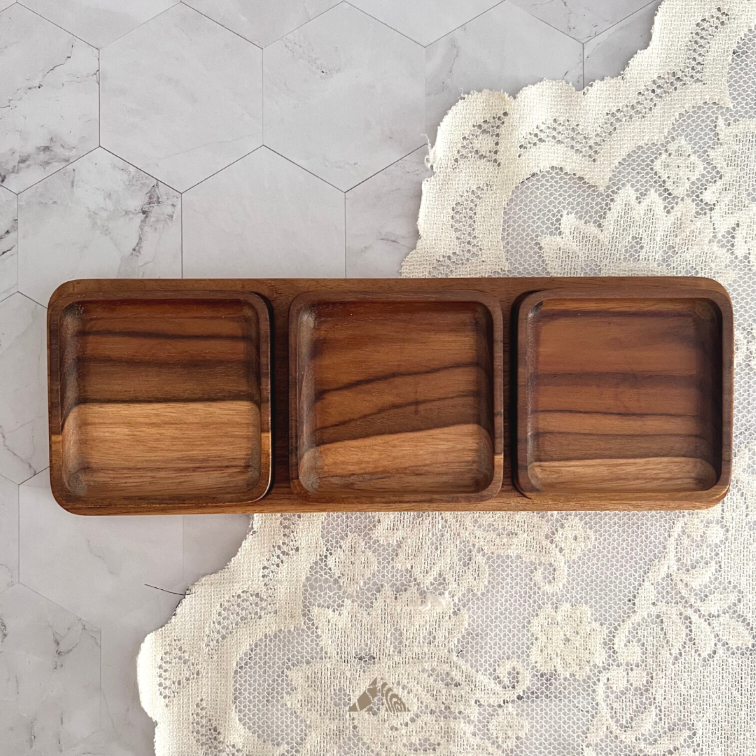 Jual Tatakan Kayu Jati Isi 3 - TRIAS wooden tray | Shopee Indonesia