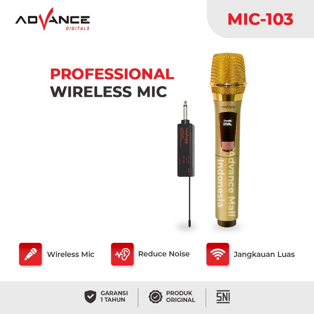 Jual ADVANCE - Mic Wireless Microphone Bluetooth Digital Recharge Baterai Charging (MIC-101/MIC ...