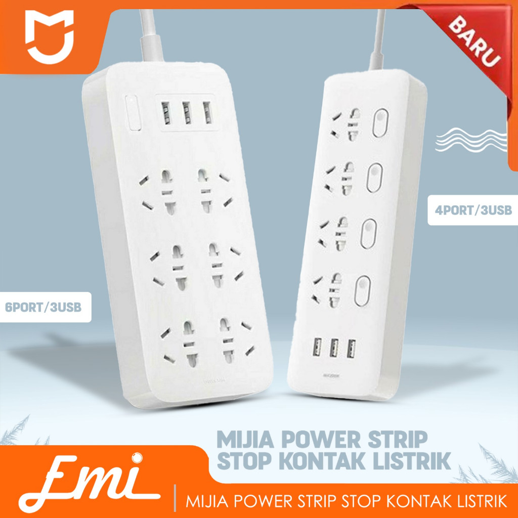 Jual Mijia Smart Plug Power Strip Steker 4/6 Socket Stop Kontak With 3 USB Colokan Listrik ...