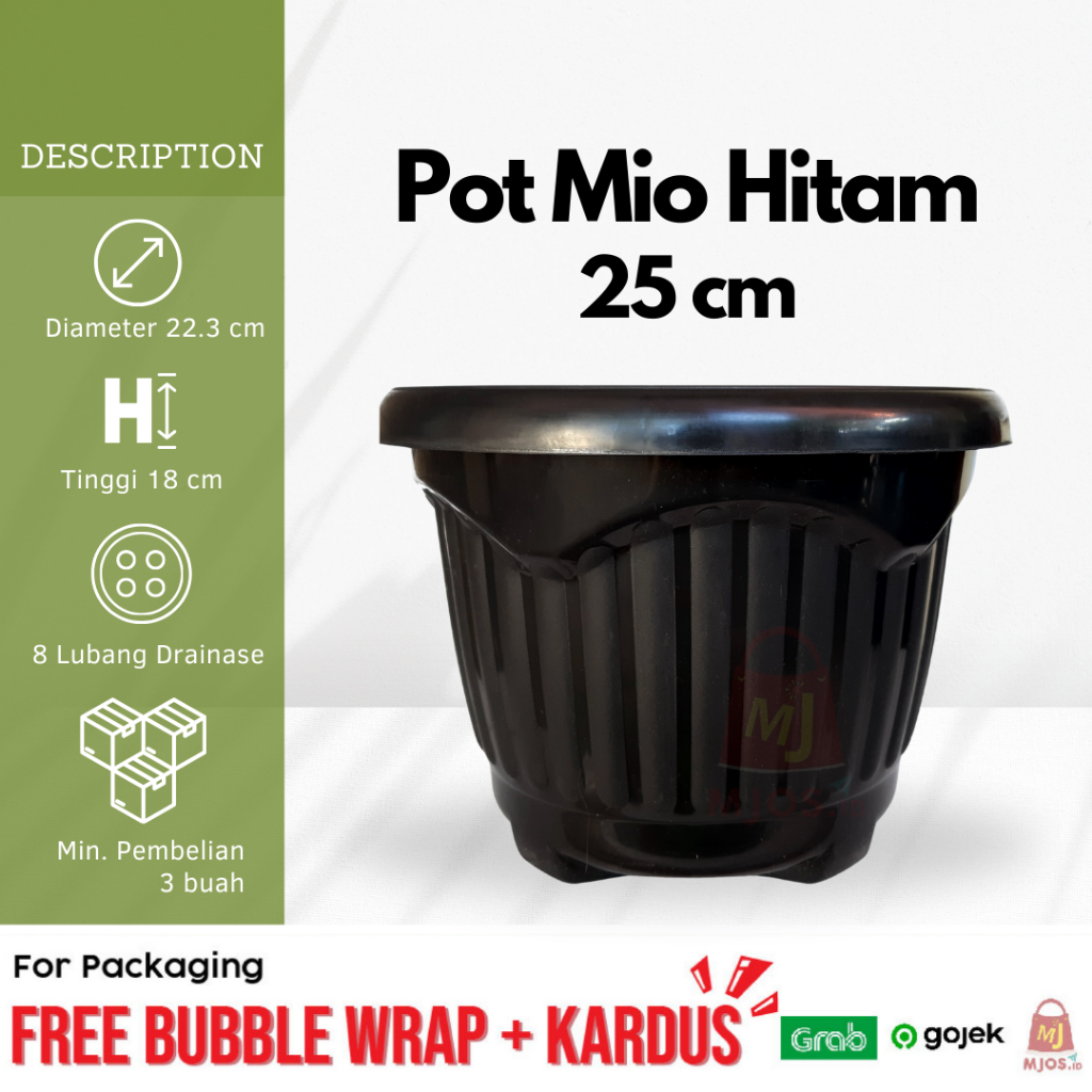 Jual Pot bunga tanaman plastik estetik dan tebal warna hitam besar 25 ...