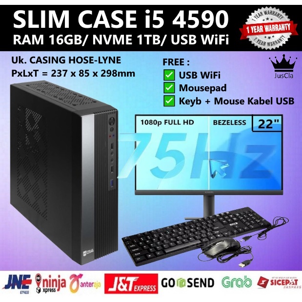 Jual PC SLIM INTEL CORE i5-4590 3,7GHz,RAM 16GB|NVME 1TB|MONITOR 22|KEY ...