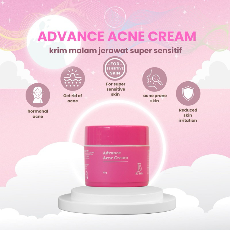 Jual ADVANCE ACNE CREAM BG SKIN untuk jerawat hormon/sensitif | Shopee Indonesia