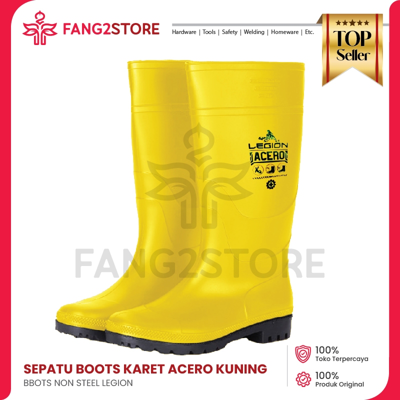Jual Sepatu Boots Safety Karet PVC Panjang Tanpa Ujung Besi Legion ...