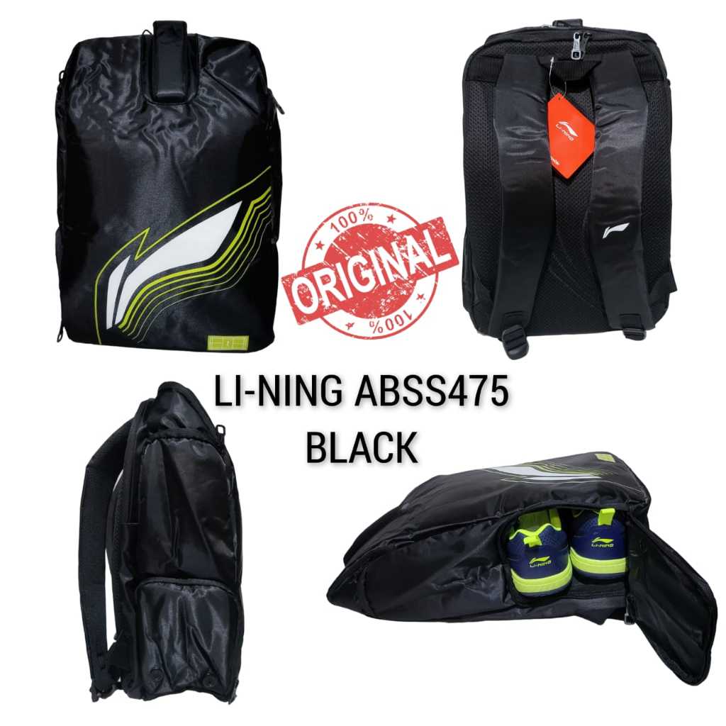 Jual Tas Ransel Badminton Lining ABSS475 / ABSS 475 Backpack Black ...