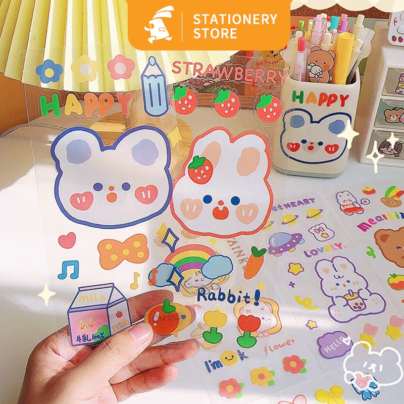 Jual Cute Sticker/ Stiker Kartun Tahan Air Stiker PET Transparan Stiker ...
