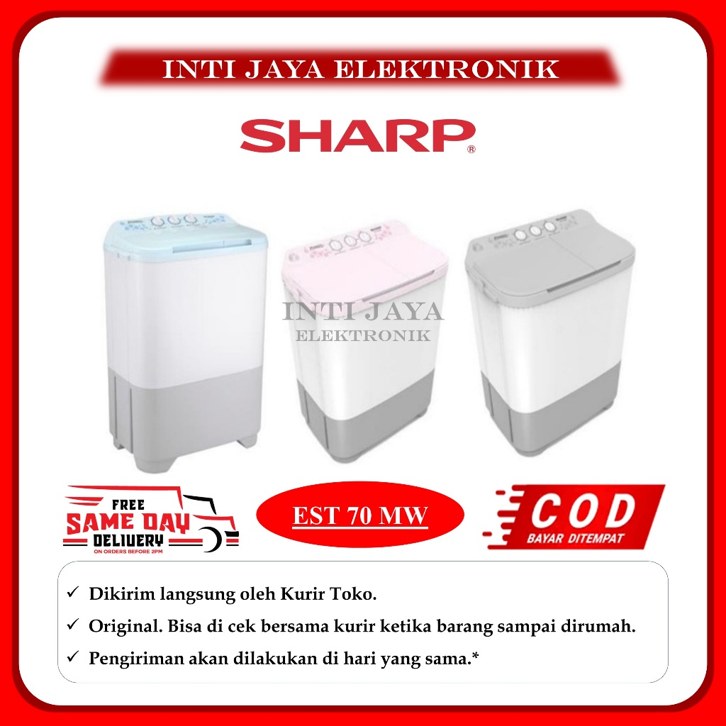 Jual MESIN CUCI 2 TABUNG SHARP 7KG 7 KG EST70MW EST 70 MW EST 70MW LOW WATT TERMURAH | Shopee ...