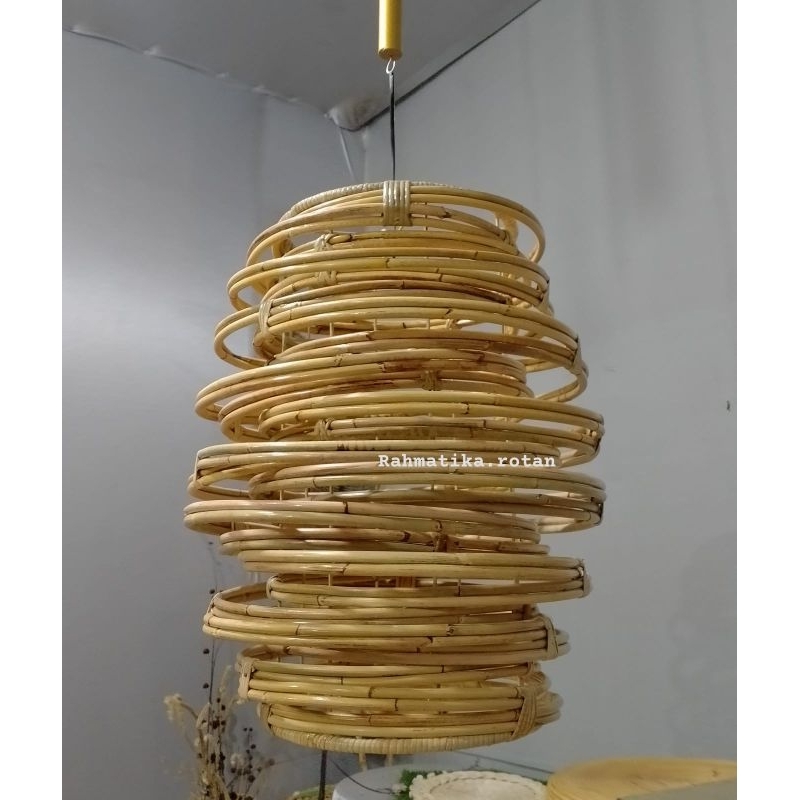 Jual kap lampu rotan gantung ulir diameter 45cm | Shopee Indonesia