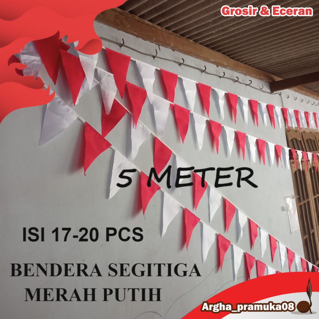 Jual Bandera Segitiga Merah Putih Renteng Bendera Hias Warna Warni / Bunting Flag Bahan Kain ...