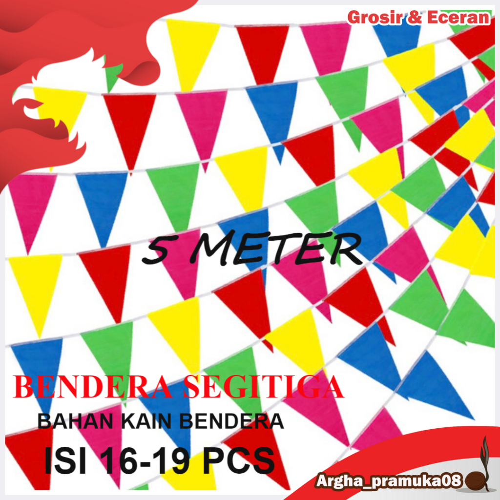 Jual Bandera Segitiga Merah Putih Renteng Bendera Hias Warna Warni / Bunting Flag Bahan Kain ...