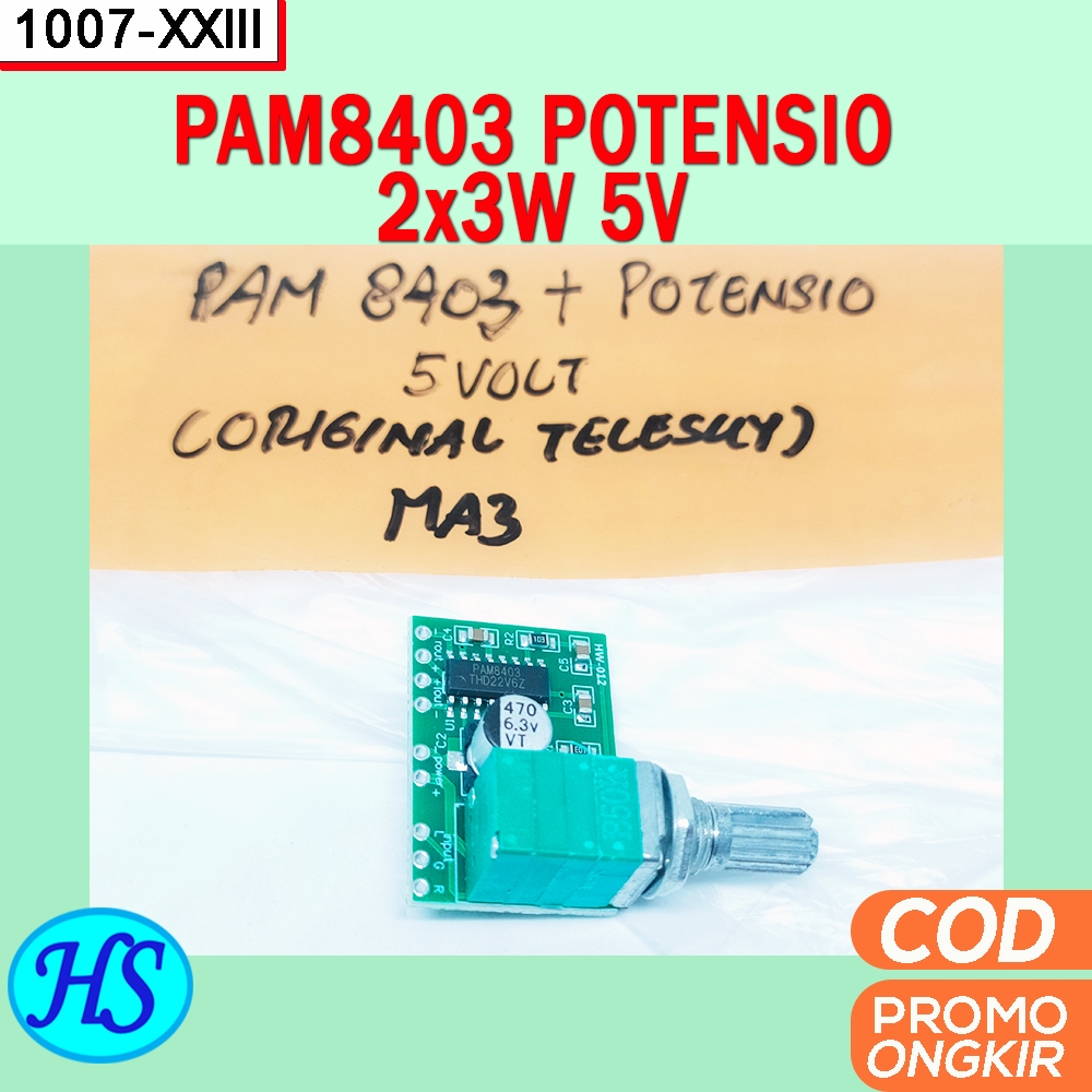 Jual PAM8403 + Potensio v2 Mini 5V Digital Amplifier Stereo 2 x 3w ...