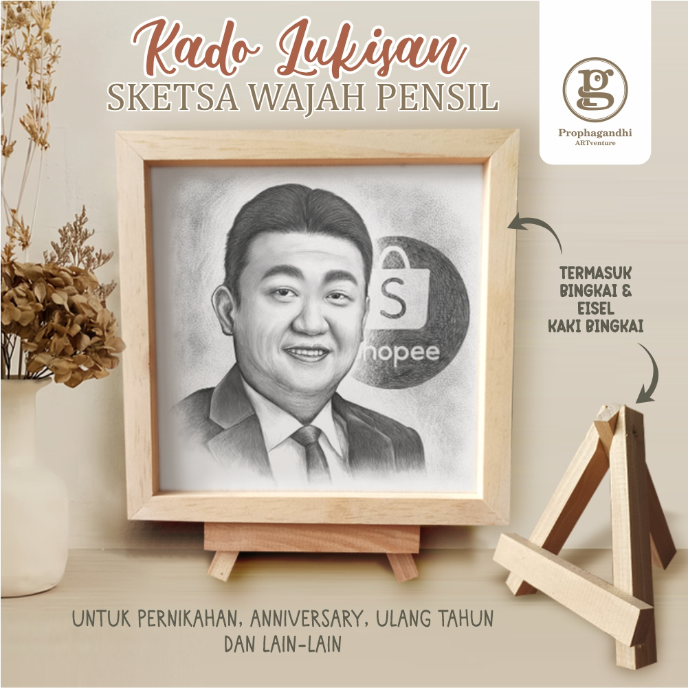 Jual [ EXPRES NON-PO ] Kado Lukisan Sketsa Wajah Pensil Hitam Putih ...